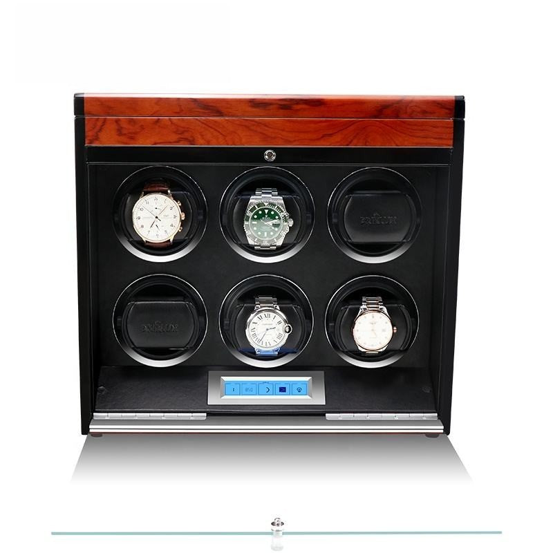 URORO 6 Watch Winder - Wood + Red