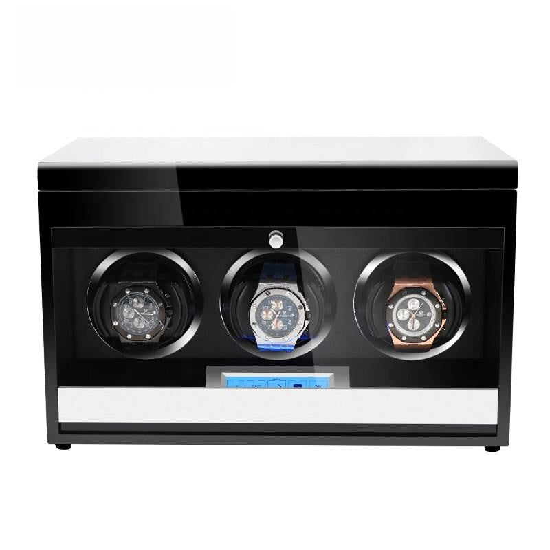 URORO Triple Watch Winder - Wood + Black